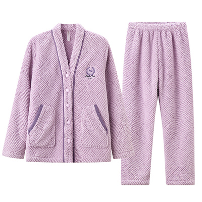 睡衣女款保暖加厚加绒抗静电