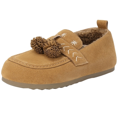 森达松果毛毛鞋女25冬新商场同款保暖真皮毛绒雪地靴棉鞋XTM01DA5