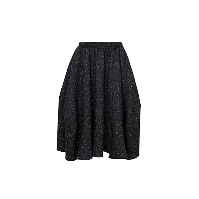 TOP家 优雅廓形 法式浪漫复古立体剪裁松紧腰 羊毛混纺花苞半身裙