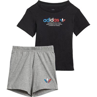 Adidas/阿迪达斯正品当季新款三叶草短袖短裤幼儿运动套装 GN7414