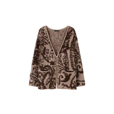 ICE DUST X LOOKNOW2025秋冬新款双色提花宽松针织开衫女