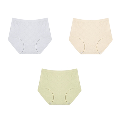 GOSO香蜜闺秀肌理舒适透气高腰收腹无痕内裤贴肤女士三角裤3条装