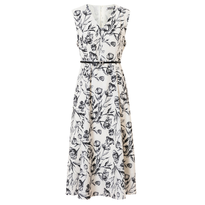 迪图夏季碎花收腰显瘦连衣裙