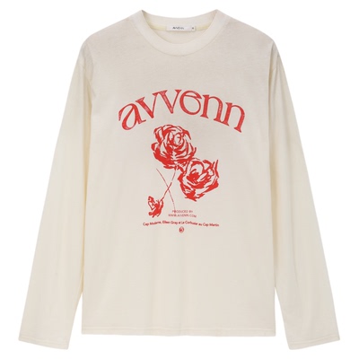 AVVENN休闲百搭米色做旧渐变长袖T恤AL31001522