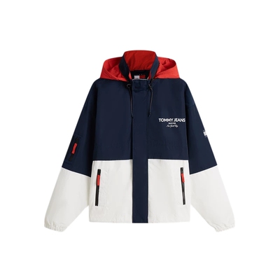Tommy男装撞色可收纳帽宽松夹克