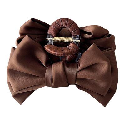 高级感缎面蝴蝶结发夹女
