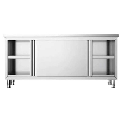 304加厚不锈钢工作台厨房操作台专用推拉门置物架面板厨房切菜台