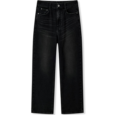 森柔牛仔|商场同款森马牛仔裤女抓毛长裤2025冬季新款宽松直筒裤