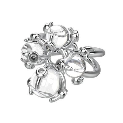 INIZIO光启十字花白水晶开口戒