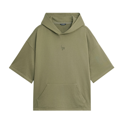 鹿家门春夏新款运动短袖帽衫男健身大码宽松休闲上衣连帽美式T恤