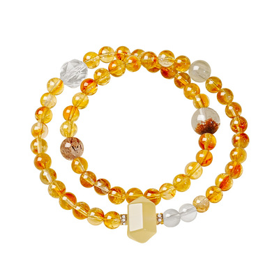 宫里上新天然正品黄水晶多宝手链