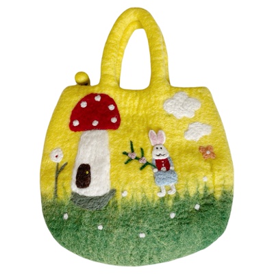 手工羊毛毡精致手蘑菇田园拎包