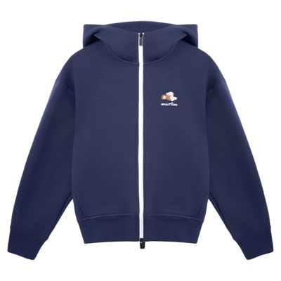 复古刺绣连帽卫衣拉链外套女短款