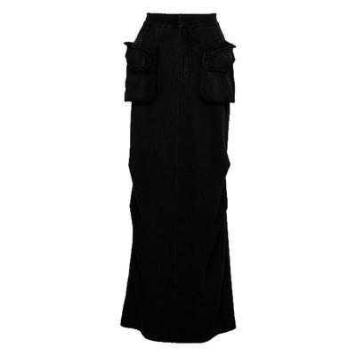 H·GENTEEL荷高新秋装女金属拉链个性大口袋捏褶黑色半裙