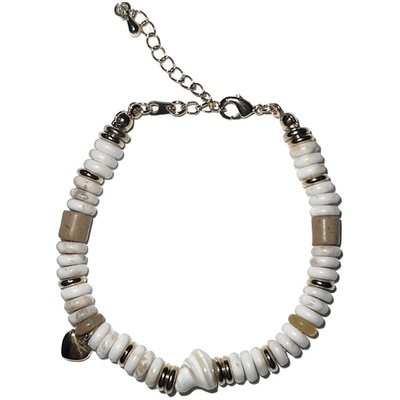 waki 心跳白沙岛 White Sand Heartbeat 爱心白色天然石串珠手链