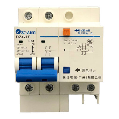 珠江DZ47LE-63漏电保护开关家用总开关双极2P63A漏保总闸40安
