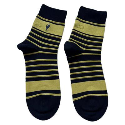 POLO秋冬纯棉条纹休闲男士中筒袜
