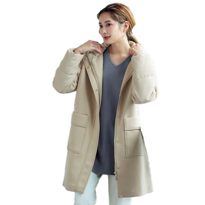 Tiaclasse 日系时尚拼接款长款羽绒棉外套冬季加厚保暖女士可拆卸
