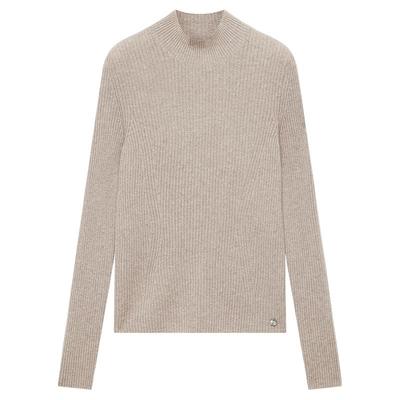 鄂尔多斯1980 女装半高领抽条羊绒衫秋冬纯色内搭保暖修身针织衫