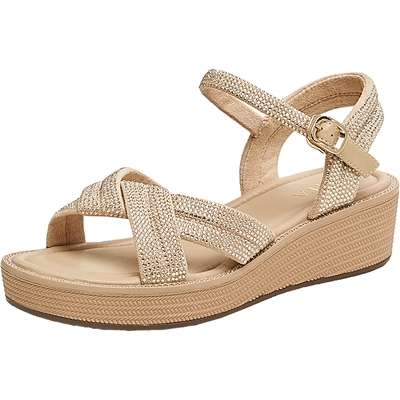 TATA他她休闲度假风坡跟凉鞋通勤女鞋编织气质凉鞋夏新款CXP01BL5