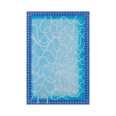 TRIPPY原创艺术复古波普风 蓝色水波纹夏日泳池 入户地垫客厅地毯