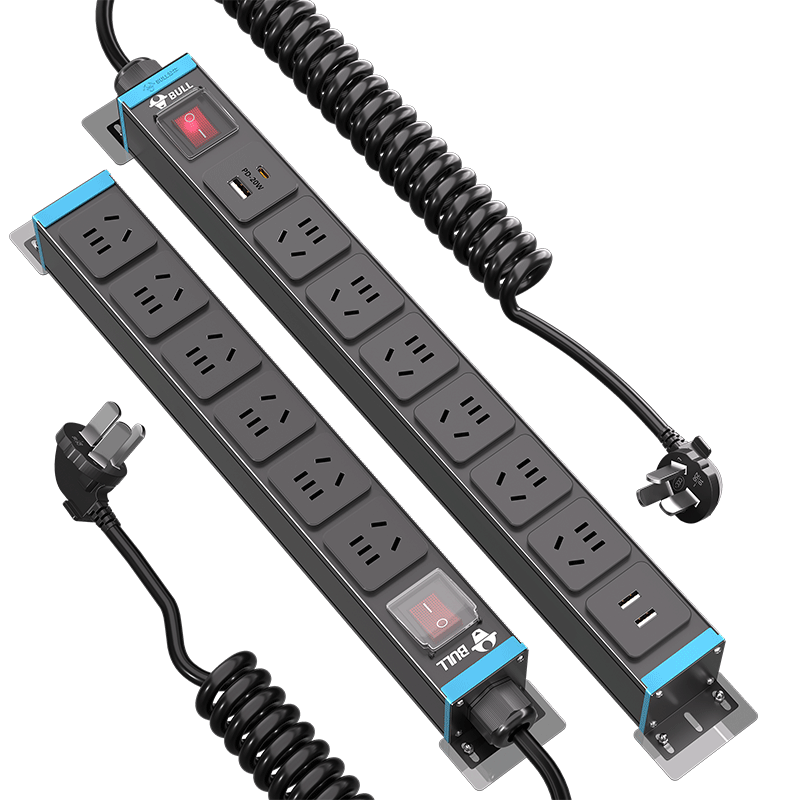 公牛插座弹簧线插排电竞桌面