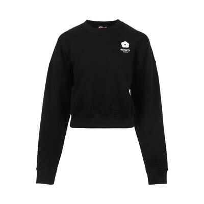 【自营】KENZO24春夏新品棉质短款花朵徽标女士休闲百搭套头卫衣