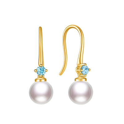 ENZO简约18K金珍珠托帕石耳环