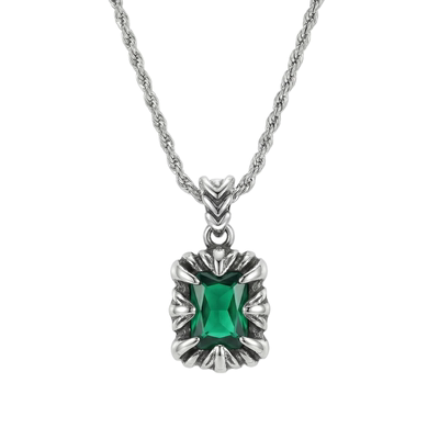 NG葵花绿宝石吊坠钛钢项链男款