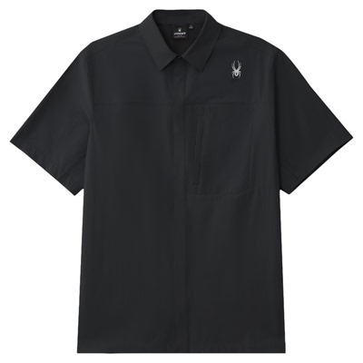 蜘蛛春夏男弹力翻领短袖衬衫夹克