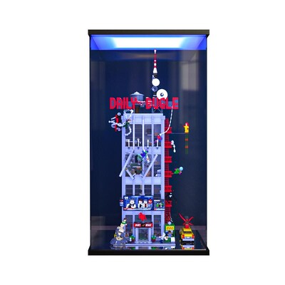 亚克力灯光无胶防尘收纳透明展示盒适用乐高76178蜘蛛侠号角日报