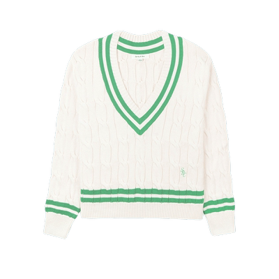 SPORTY&RICH米白色v领针织衫