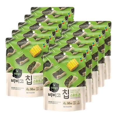 韩国直邮CJ希杰bibigo原味/甜玉米膨化海苔片40g*10包人气零食