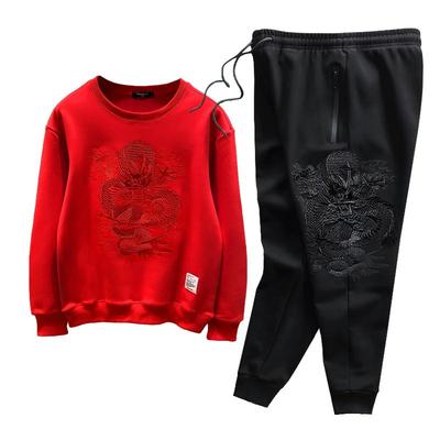 龙纹套装中国风刺绣套装男