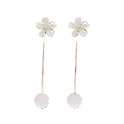 猫眼石两戴花朵流苏显瘦超仙韩国