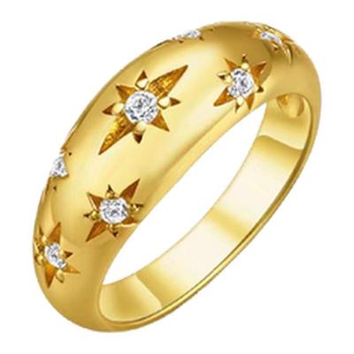 s925银点钻八芒星戒指女小众设计意式中古老钱风星芒轻奢新款人气