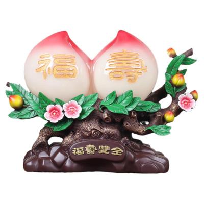 森木桐福寿双全寿桃摆件