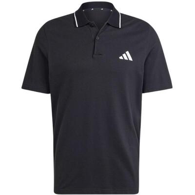 【自营】adidas阿迪达斯男子短袖黑色POLO衫翻领休闲T恤JE9023