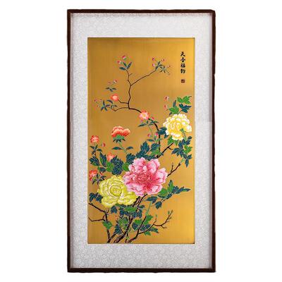 朱炳仁室内书房牡丹铜雕装饰画