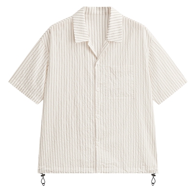 MODE COMMUTER| MC条纹混纺吸湿透气速排汗翻领短袖衬衫