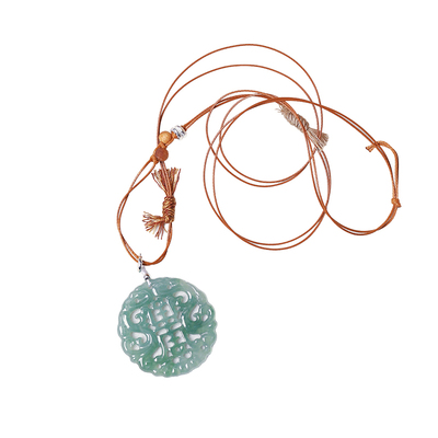 天然A货翡翠危料镂空仿古雕刻款吊坠 女款翡翠毛衣链挂坠饰品