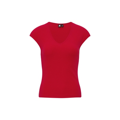 oneup纯棉弹力修身v领短袖t恤