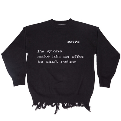 字母兔绒毛衣简约流苏设计