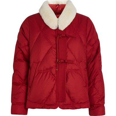 秸熙轻国风獭兔毛领羽绒服