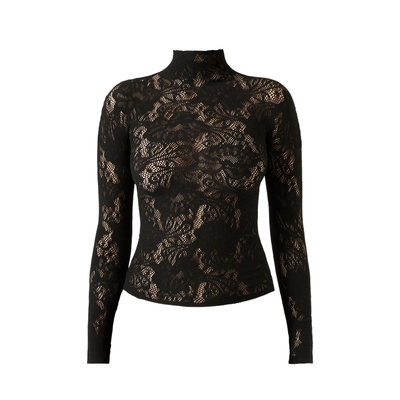 CALZEDONIA卡泽意袜26春夏新女性感花卉渔网蕾丝长袖上衣MODC2225