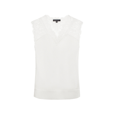 MARYLING白色蕾丝无袖上衣