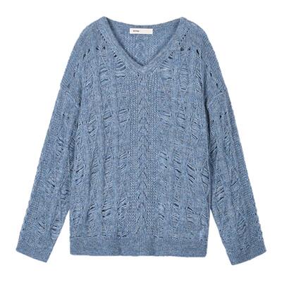 MOUSSY 春季新品慵懒温柔风软糯镂空毛针织衫女031IAA70-1491