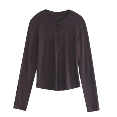 徐大脸吖定制 M1u系兰精莫代尔亨利打底衫春夏显瘦长袖T恤上衣v