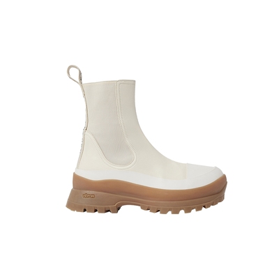 奶油色直筒靴切尔西靴子