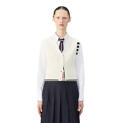 [3期免息]THOM BROWNE 女士经典四条纹开衫背心